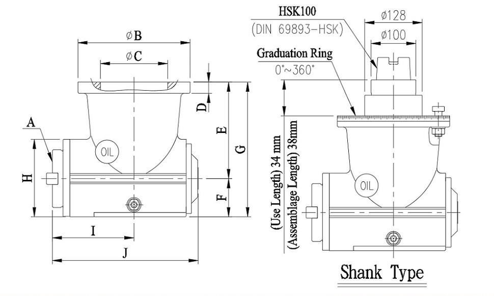 Right Angle Milling Head(HSK 40 Tool Holder Type) for XIN GONG YANG ...